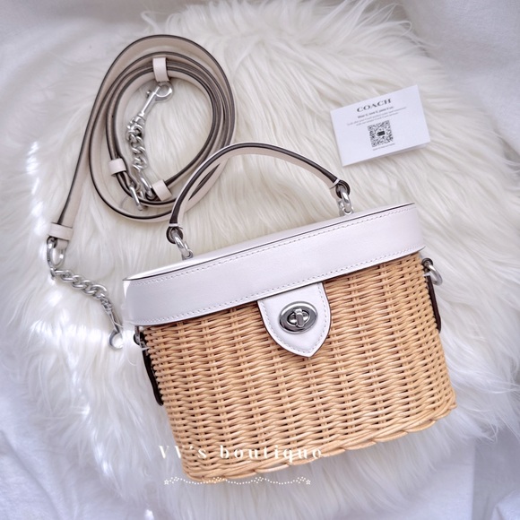 Coach | Bags | Nwt Coach Kay Crossbody Wicker Straw Smooth Leather ...